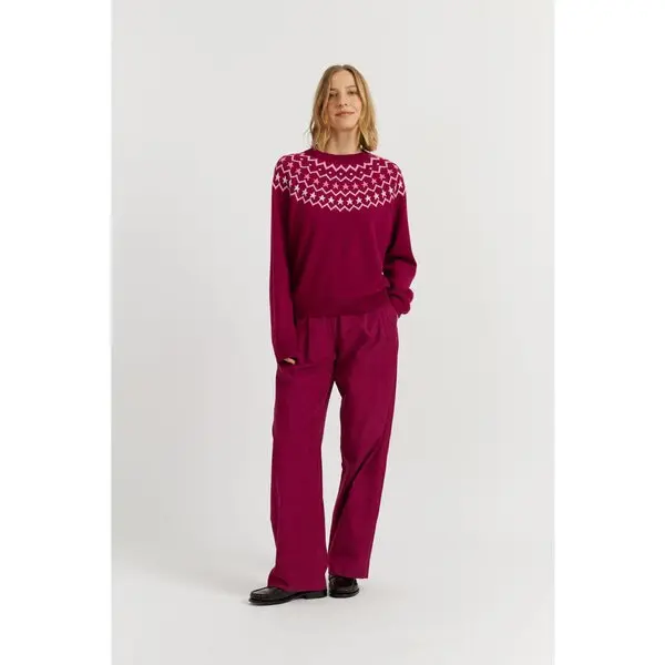 Chinti & Parker Wool Cashmere Star Yoke Sweater - Cherry
