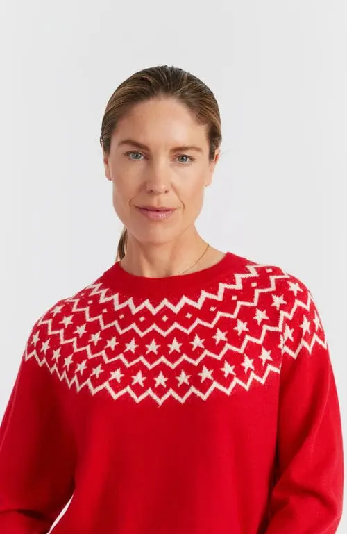 Chinti & Parker Wool Cashmere Star Yoke Sweater - Velvet Red