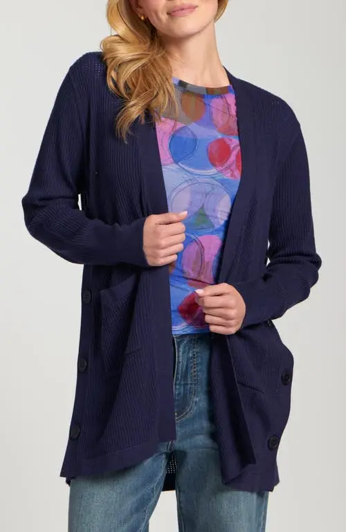APNY Open Stitch Long Cardigan - Navy