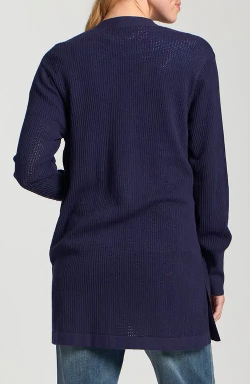 APNY Open Stitch Long Cardigan - Navy