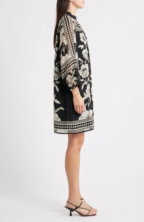 Halogen Print Long Sleeve Shift Dress