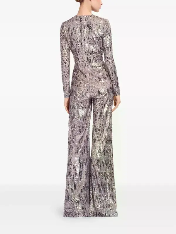 Elie Saab V-neck Sequin Embellished Jumpsuit - Grey