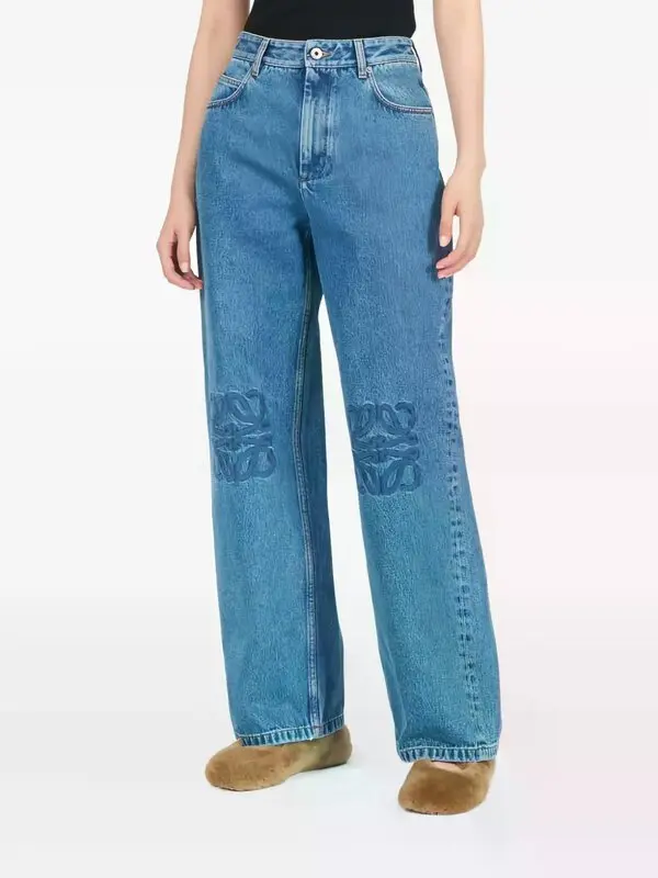 Loewe Anagram Embroidered High-waist Jeans