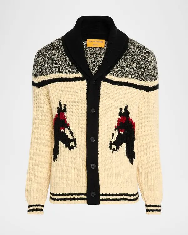 Guest In Residence Horse-print Wool-cashmere Cardigan - Butter