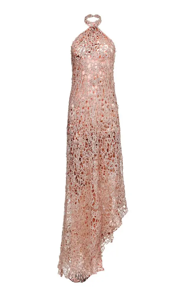 FRANCESCA MIRANDA Rose Chain Embroidered Dress