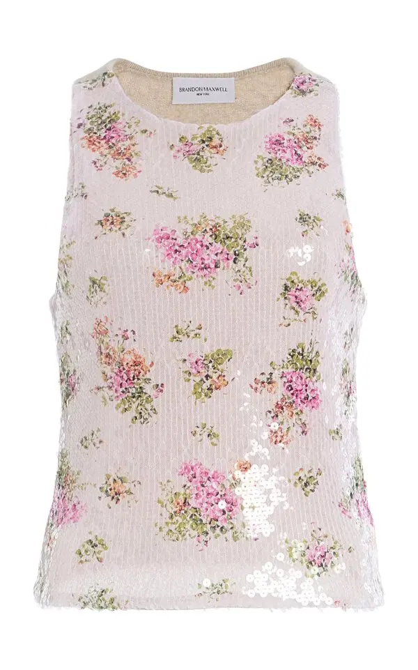 Brandon Maxwell Noemi Embellished Tank Top - Pink