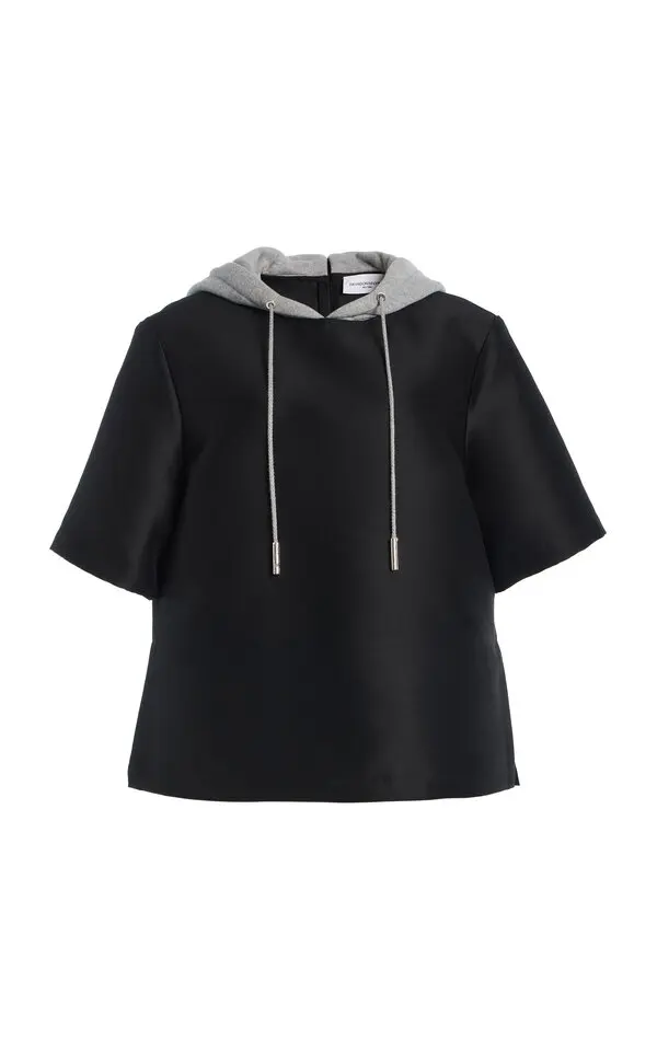 Brandon Maxwell The Aine Hooded Wool-silk Top - Black