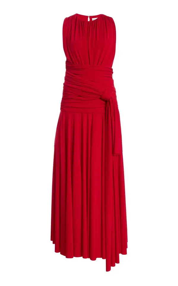 Brandon Maxwell Isadora Knot-detailed Maxi Dress - Red