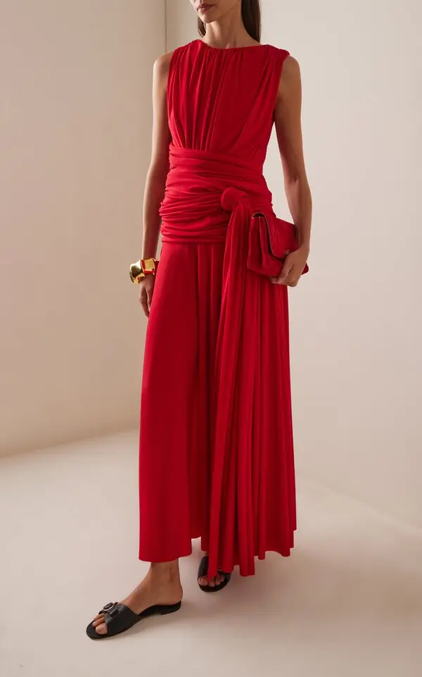Brandon Maxwell Isadora Knot-detailed Maxi Dress - Red