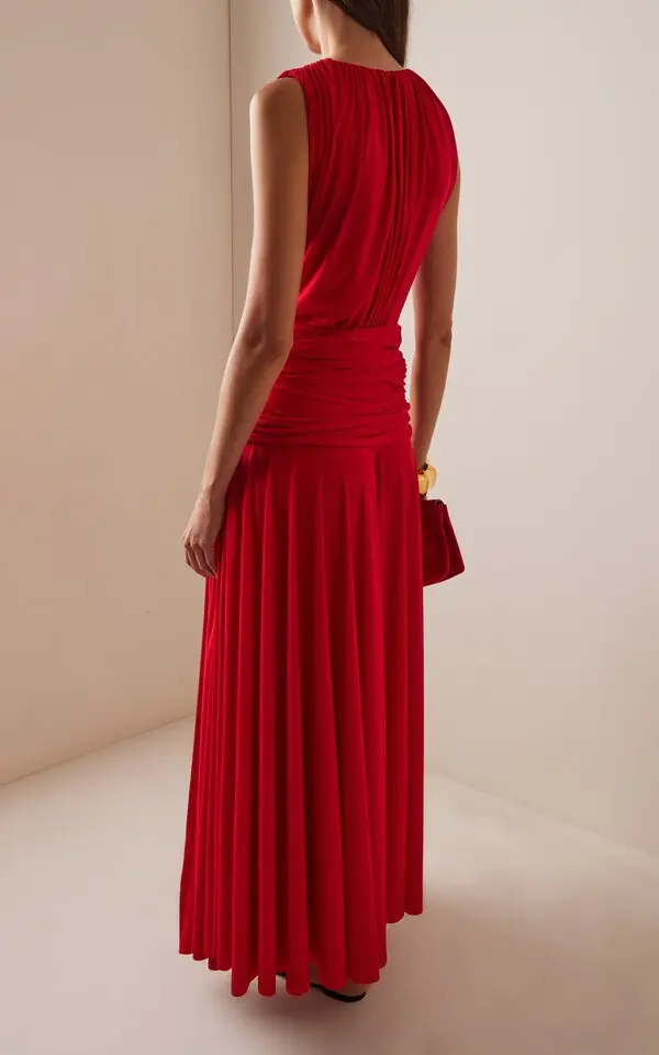 Brandon Maxwell Isadora Knot-detailed Maxi Dress - Red
