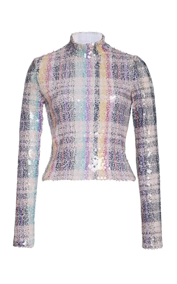 Brandon Maxwell The Maven Embellished Top - Plaid