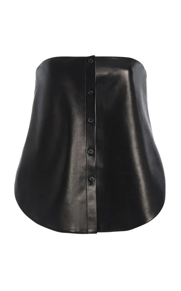 Brandon Maxwell The Shea Leather Top - Black