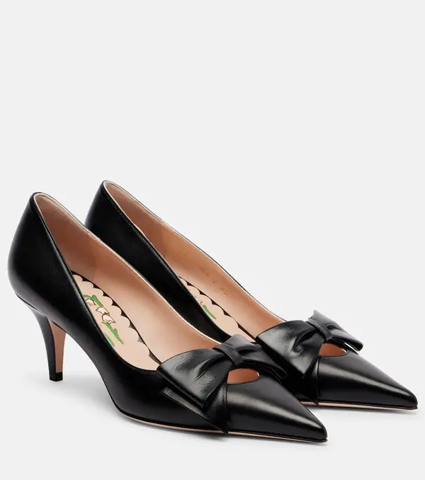 Valentino Garavani Bowow 65 Leather Pumps - Black