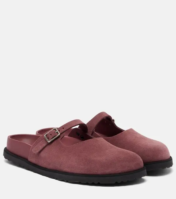 BIRKENSTOCK Maria Suede Clogs - Burgundy