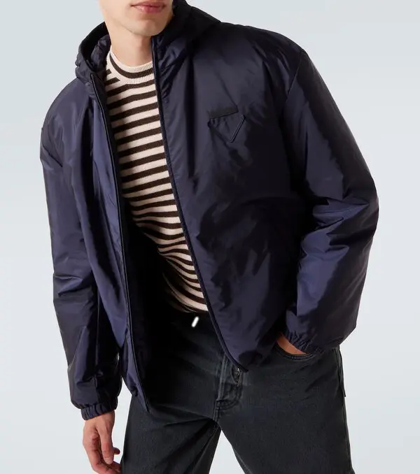 Prada Hooded Re-nylon Jacket - Blue