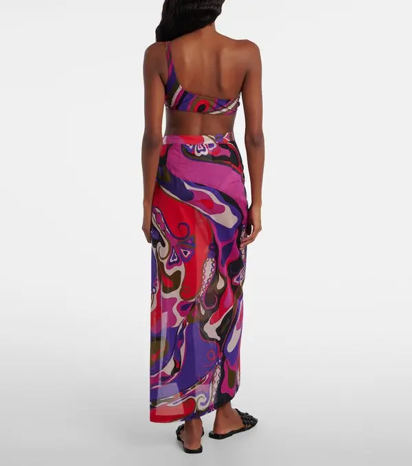Emilio Pucci Orchidee Cotton Wrap Skirt - Multicoloured