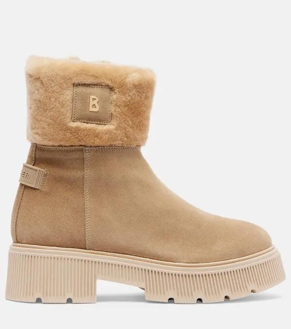 Bogner Turin Shearling-trimmed Suede Ankle Boots - Beige