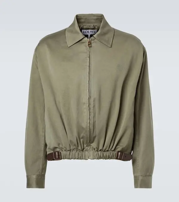 Loewe Cotton Blouson Jacket In Khaki