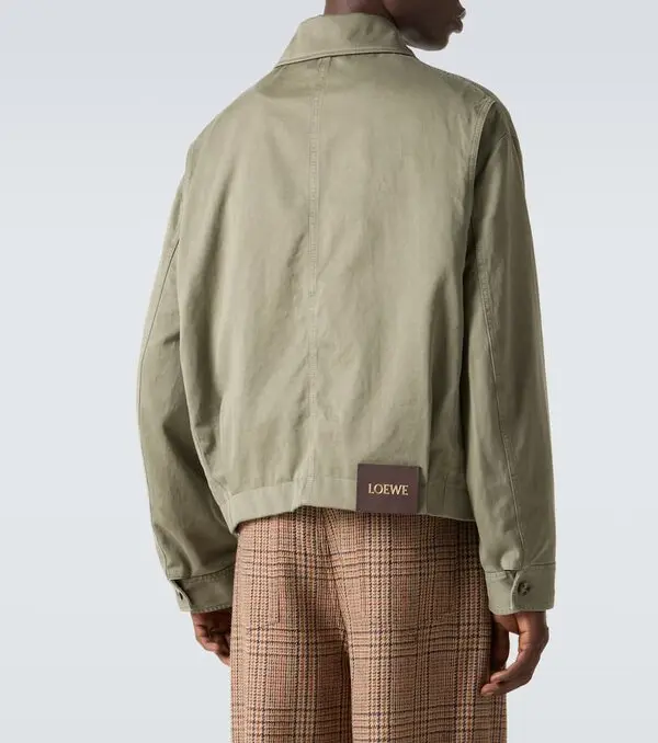 Loewe Cotton Blouson Jacket In Khaki