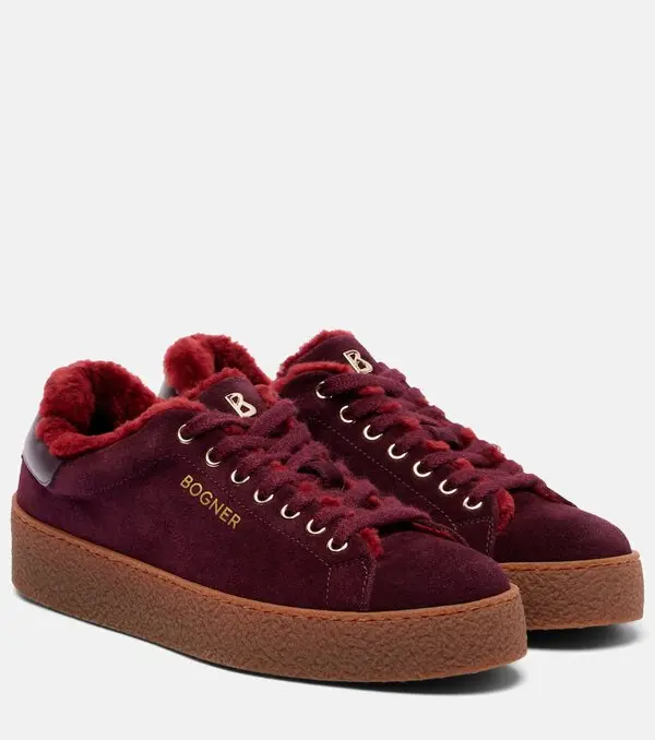 Bogner Lucerne Shearling-lined Suede Sneakers - Burgundy