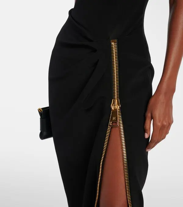 Balmain Gathered Gown - Black