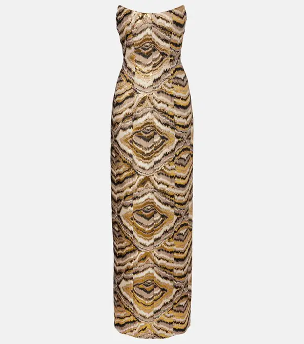 MARKARIAN Odessa Paneled Jacquard Gown - Multicoloured