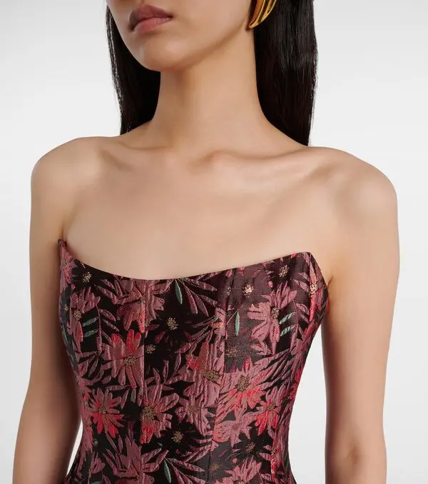 Markarian Rousseau Floral Brocade Midi Dress In Burgundy - 30% Off |  Editorialist