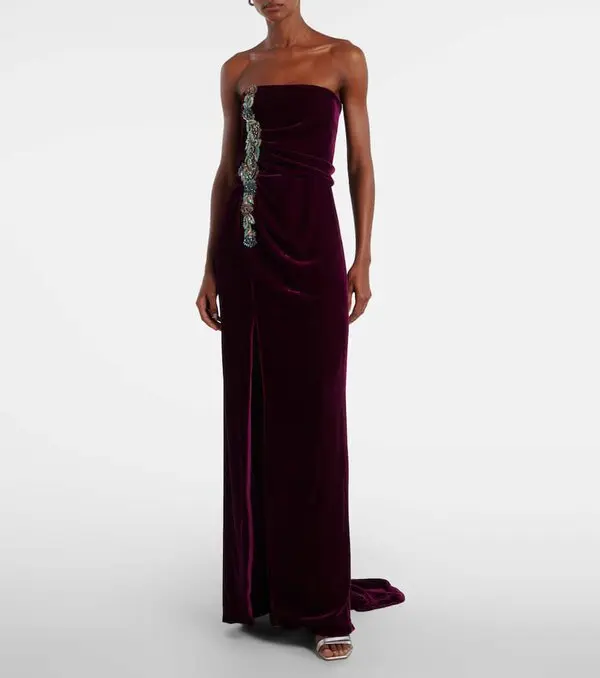 Costarellos Embellished Strapless Gown