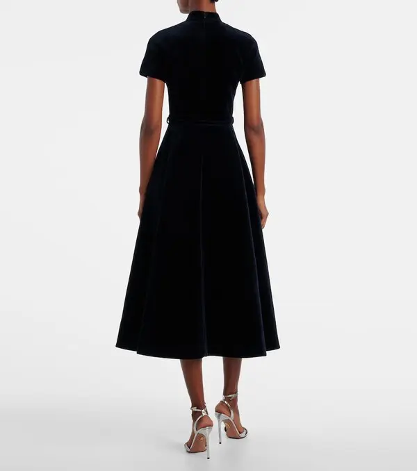 EMILIA WICKSTEAD Camilla Cotton Velvet Midi Dress - Blue