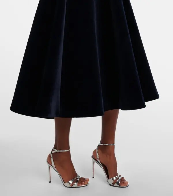 EMILIA WICKSTEAD Camilla Cotton Velvet Midi Dress - Blue