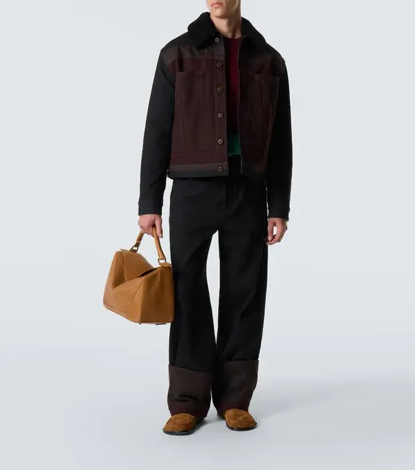 Loewe Shearling-trimmed Denim Blouson Jacket