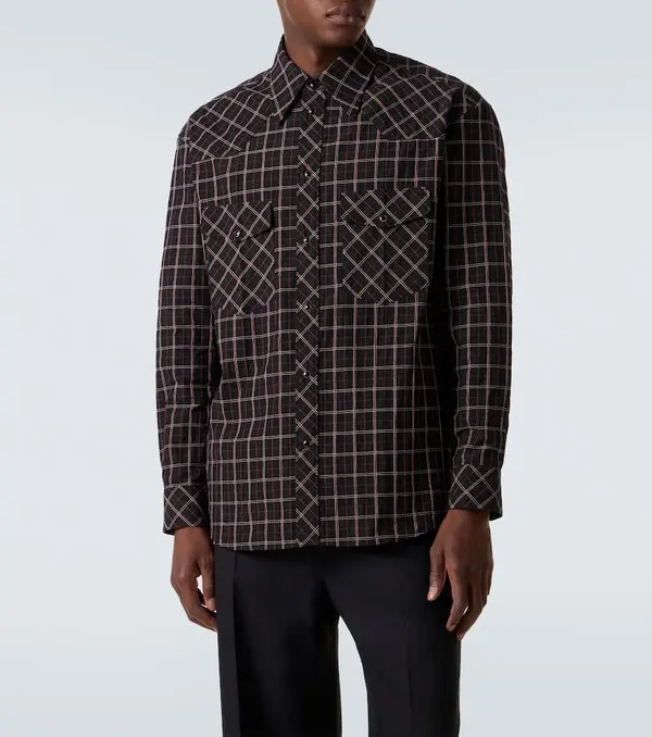 LEMAIRE Checked Cotton Shirt - Black
