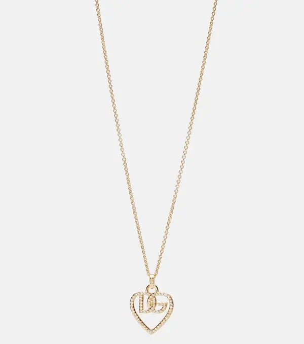 Dolce & Gabbana Dg Embellished Pendant Necklace - Gold