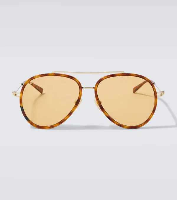 Gucci Double G Aviator Sunglasses - Brown