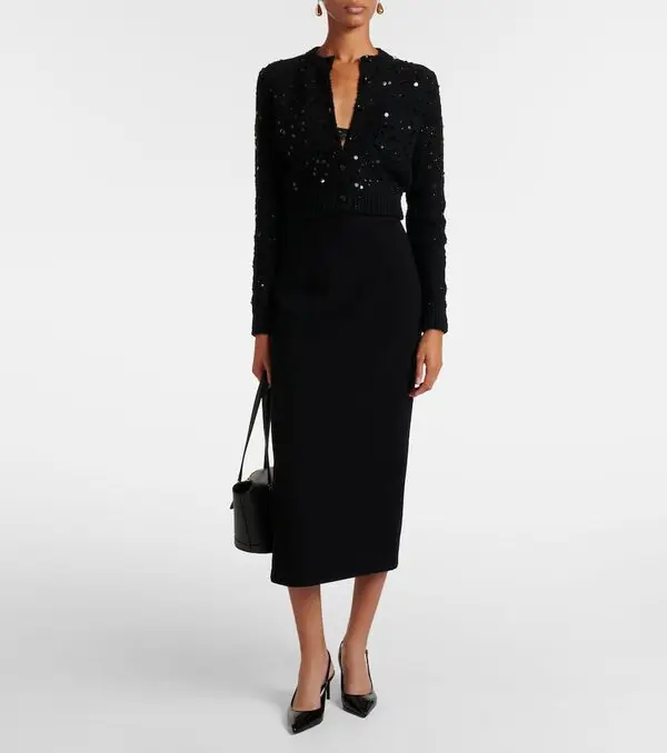 Dolce & Gabbana Virgin Wool Pencil Skirt - Black