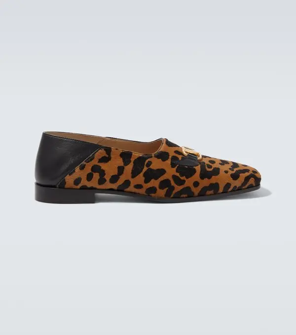 Valentino Garavani Babouche Fauve Éclat Calf Hair Loafers - Brown