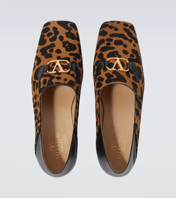 Valentino Garavani Babouche Fauve Éclat Calf Hair Loafers