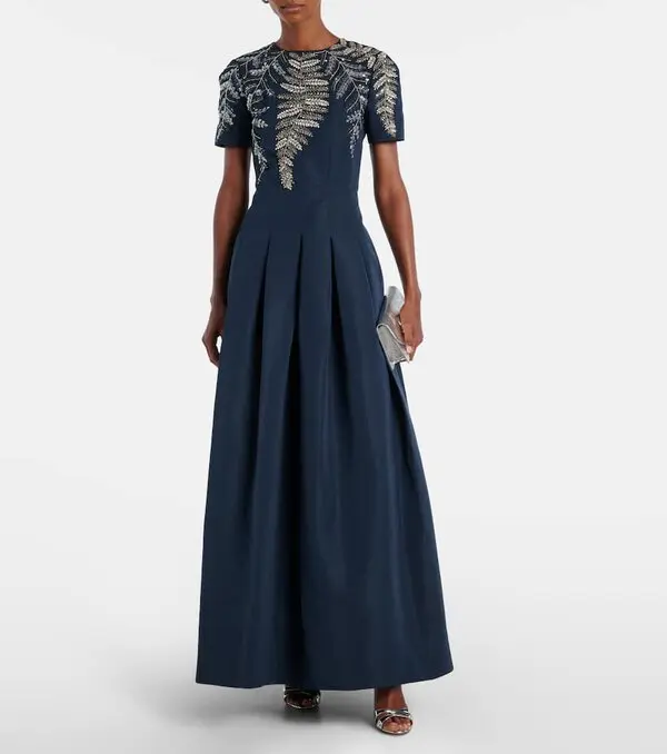 Oscar De La Renta Embellished Faille Gown