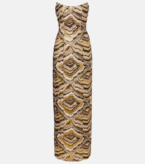 MARKARIAN Odessa Paneled Jacquard Gown