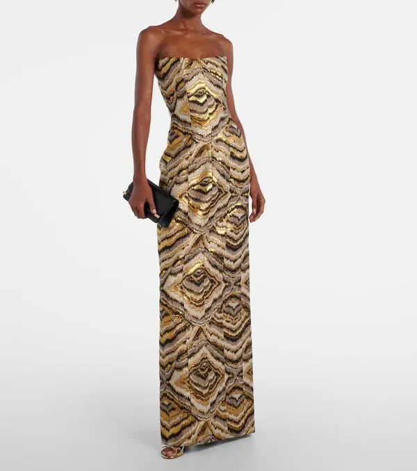 MARKARIAN Odessa Paneled Jacquard Gown