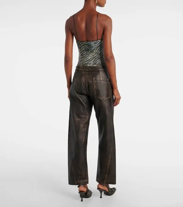JACQUES WEI High-rise Leather Wide-leg Trousers