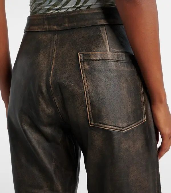 JACQUES WEI High-rise Leather Wide-leg Trousers