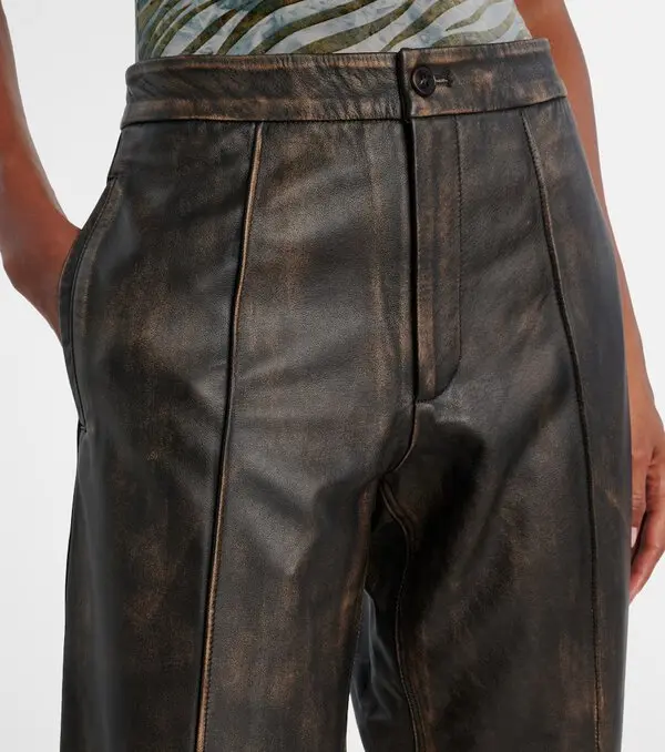 JACQUES WEI High-rise Leather Wide-leg Trousers