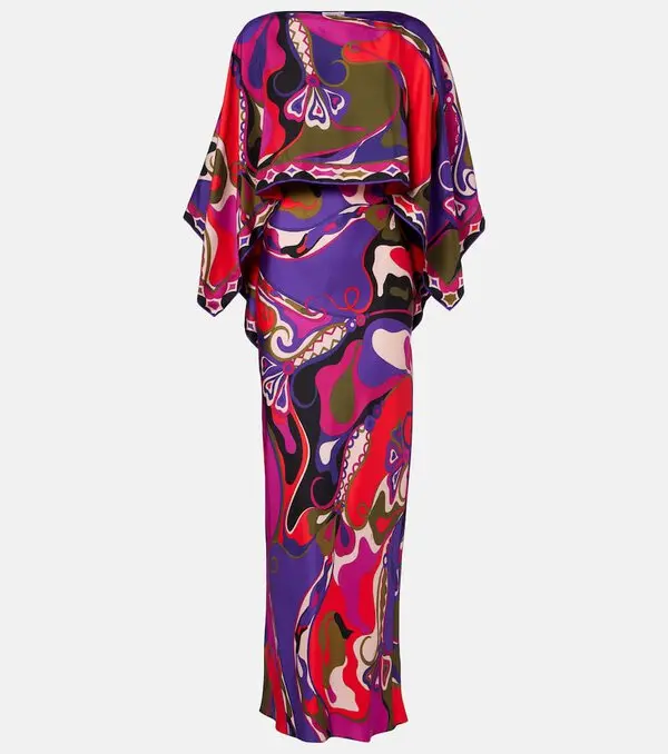Emilio Pucci Orchidee Silk Slip Dress And Cape Set - Multicoloured