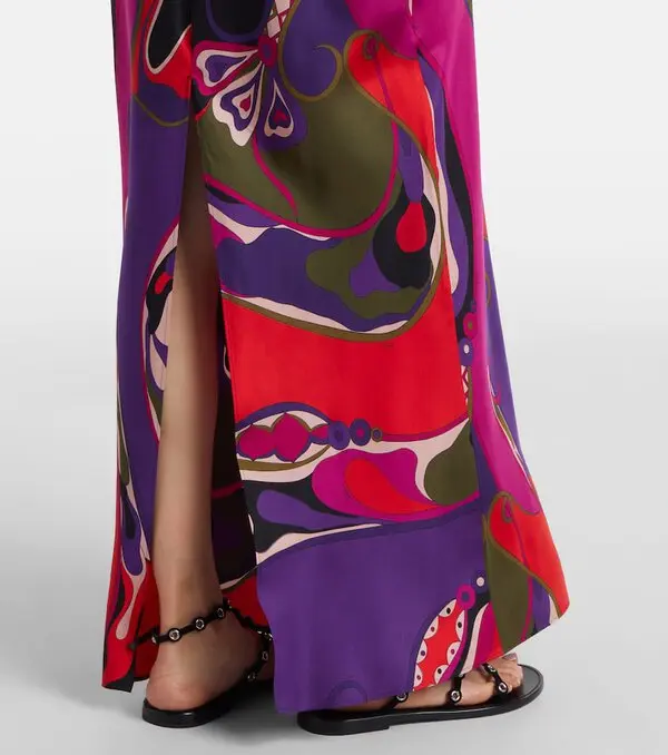 Emilio Pucci Orchidee Silk Slip Dress And Cape Set