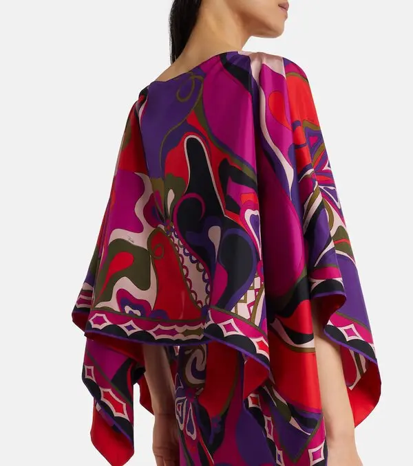 Emilio Pucci Orchidee Silk Slip Dress And Cape Set