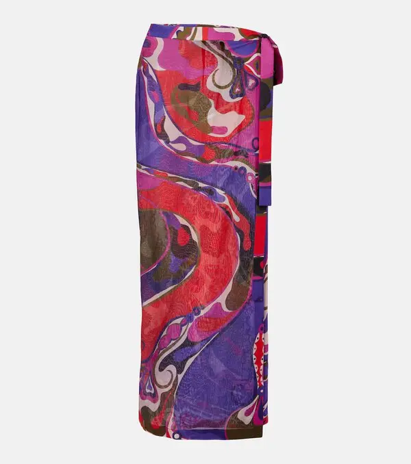 Emilio Pucci Orchidee Printed Cotton Wrap Skirt - Multicoloured