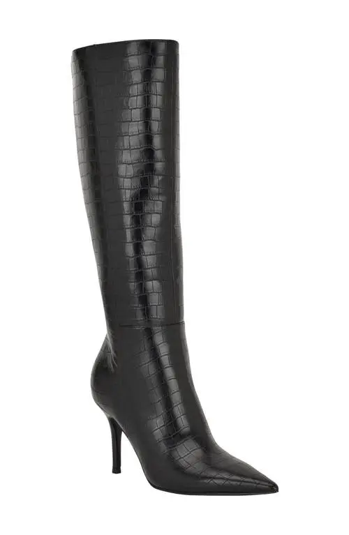 Guess Pointed Toe Knee High Boots - Black