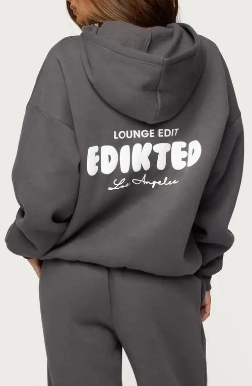 EDIKTED Lounge Edit Logo Graphic Hoodie - Dark-gray