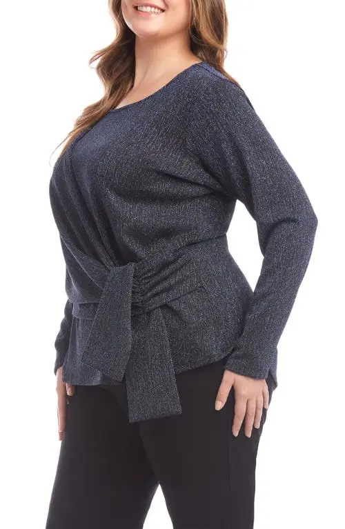 Karen Kane Metallic Knit Side Drape Top